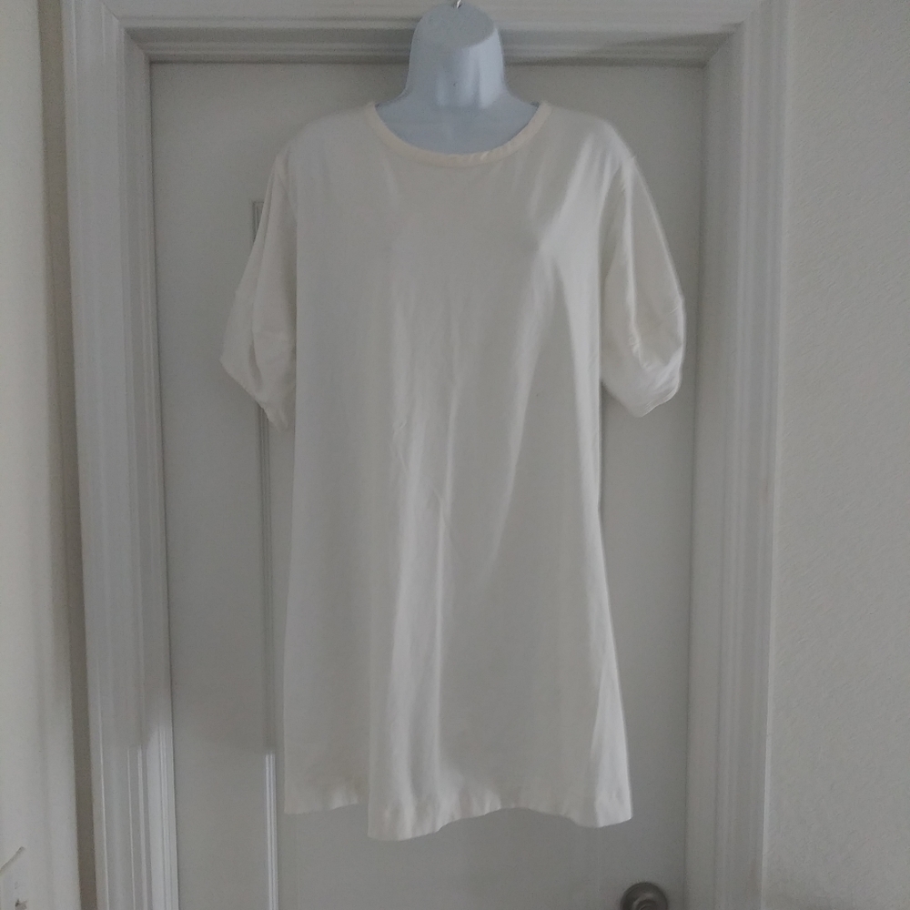 Free Assembly Puff Sleeve Keyhole Tie Back Dress - Gem